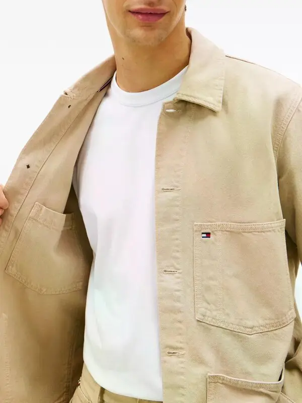 Tommy Hilfiger Embroidered Denim Chore Jacket - Neutrals