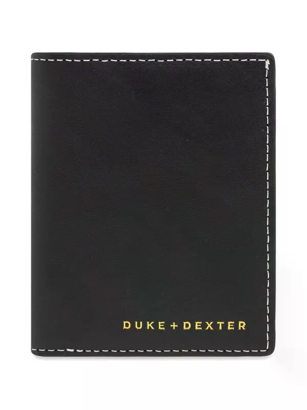 DUKE + DEXTER Contrast-stitch Leather Cardholder - Black