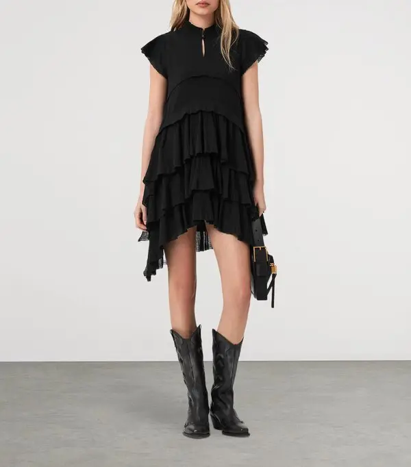 ALLSAINTS Organic Cotton Cavalry Mini Dress - Black
