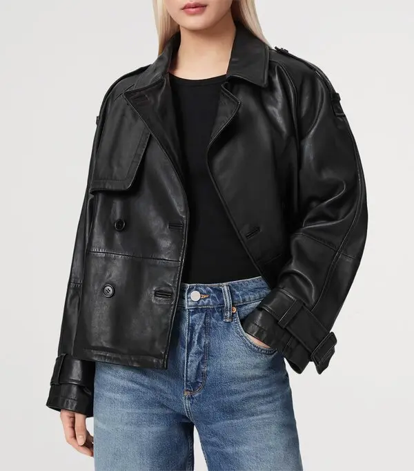 ALLSAINTS Leather Reya Mackintosh Jacket