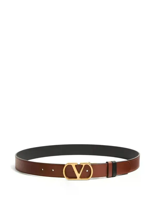 Valentino Garavani Vlogo Signature Reversible Shiny Calfskin Belt 30mm / 1.2 - Brown