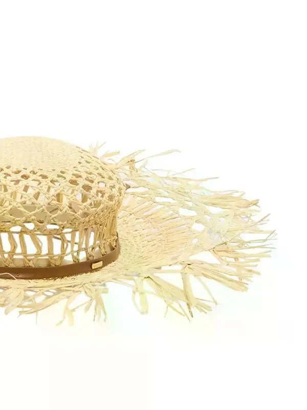 COCCINELLE Straw Hat With Frayed Brim