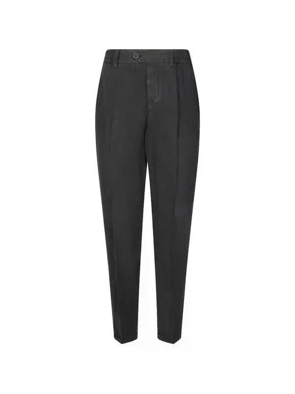 PT TORINO Herringbone Pleated Trousers - Grey