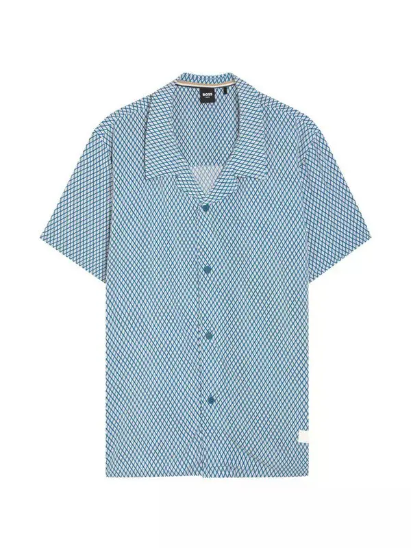 BOSS Geometric-print Camp-collar Shirt