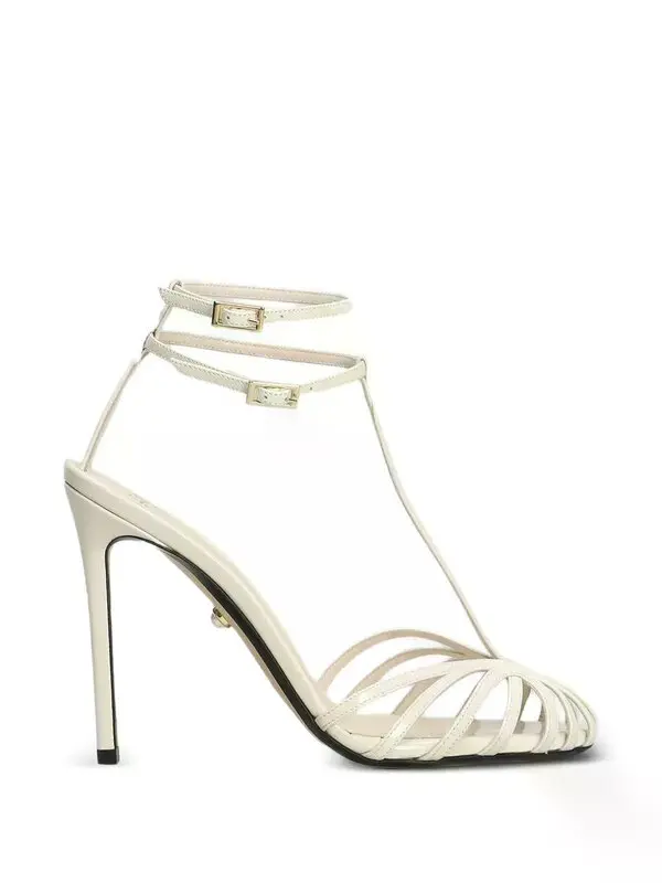 ALEVI MILANO Stella Cage-strap Stiletto Heel Leather Sandals - White