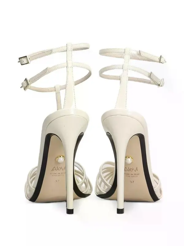 ALEVI MILANO Stella Cage-strap Stiletto Heel Leather Sandals - White