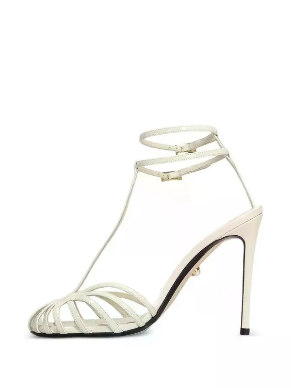 ALEVI MILANO Stella Cage-strap Stiletto Heel Leather Sandals - White