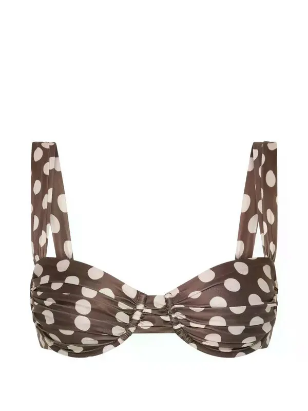 Faithfull The Brand Sol Polka-dot Bikini Top - Brown