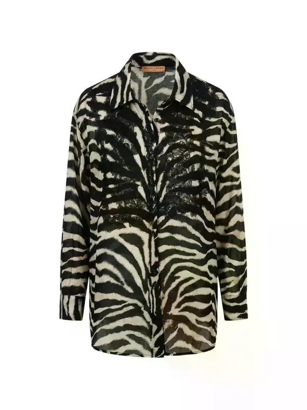 Ermanno Scervino Zebra-print Lace-embroidered Shirt