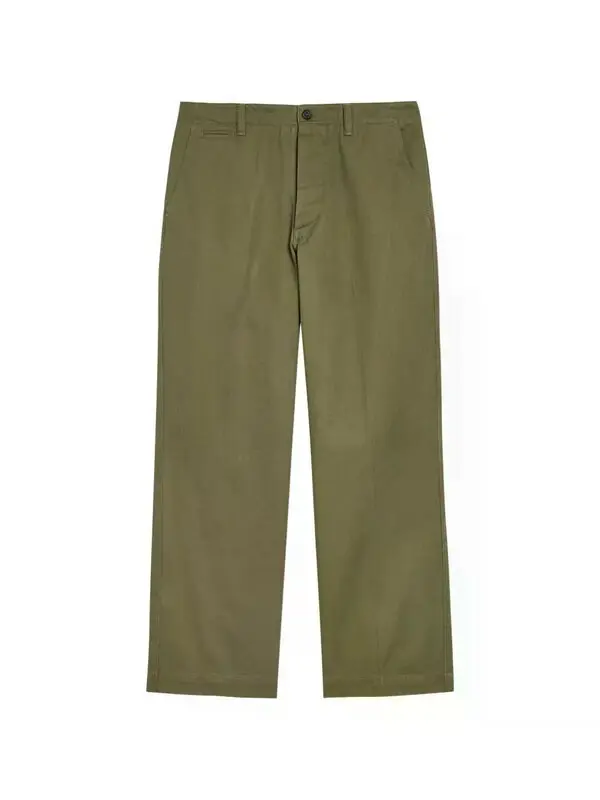 DRAKE'S Khaki Herringbone Chino Trousers