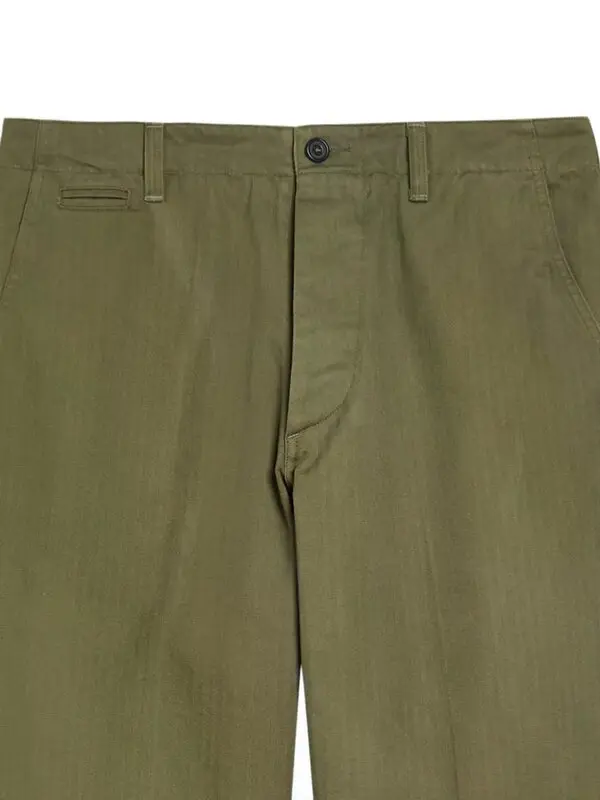 DRAKE'S Khaki Herringbone Chino Trousers