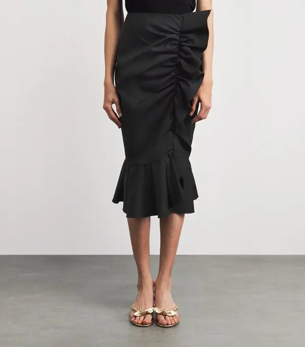 Carolina Herrera Cotton-blend Ruffle Midi Skirt