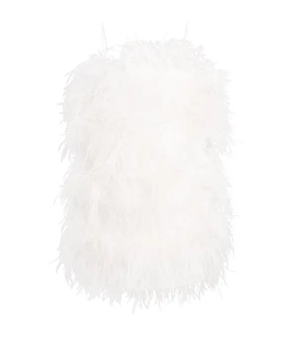 Oseree Feathered Mini Dress - Ivory