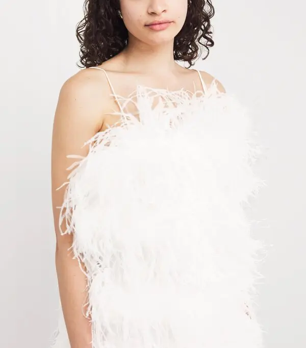 Oseree Feathered Mini Dress - Ivory