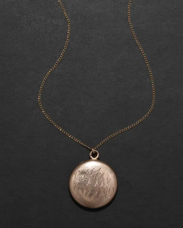Alexis Bittar Antique 1800s Hand-etched Locket Necklace