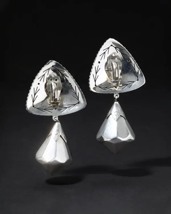 Alexis Bittar Vintage Brenda Shoefeld Sterling Quartz Clip Earrings - Silver