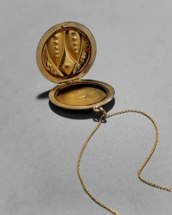 Alexis Bittar Antique Victorian 14k Fill Locket Pendant Necklace