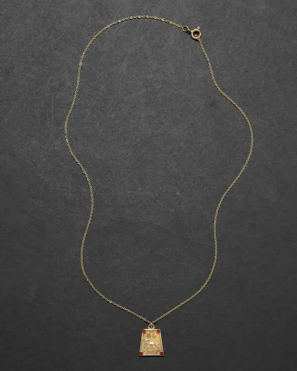 Alexis Bittar Antique 1920s Leo Zodiac Charm Necklace - Gold
