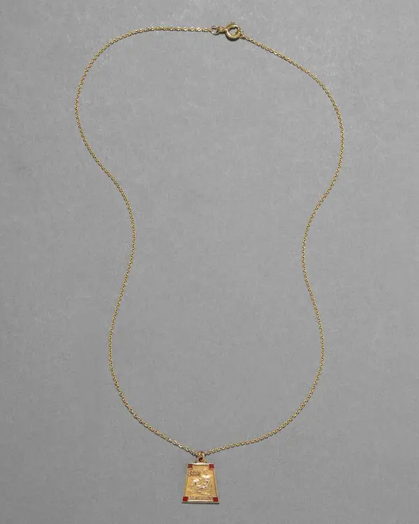 Alexis Bittar Antique 1920s Aquarius Zodiac Charm Necklace - Gold