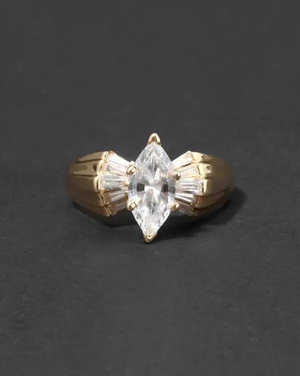 Alexis Bittar Vintage 1980s 14k & Cubic Zirconia Ring - Gold