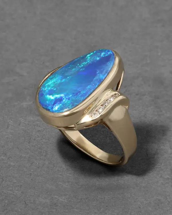 Alexis Bittar Vintage 14k Opal Diamond Ring - Gold