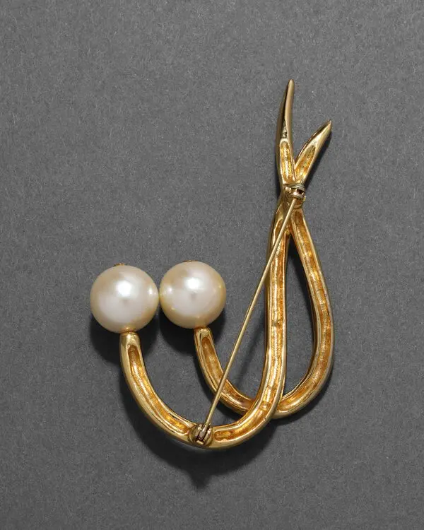 Alexis Bittar Vintage 1980s Faux Pearl Pin - Gold