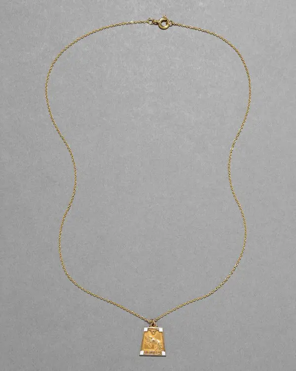 Alexis Bittar Antique 1920s Taurus Zodiac Pendant Necklace - Gold