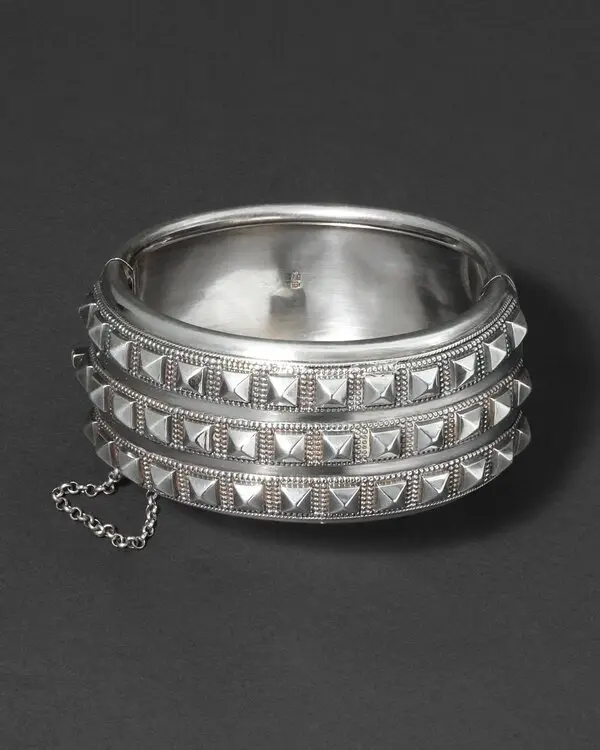 Alexis Bittar Antique British Sterling Hinged Cuff Bracelet - Silver