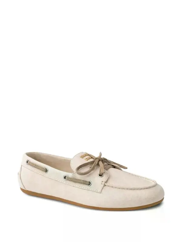 Miu Miu Logo-embroidered Lace-up Loafers