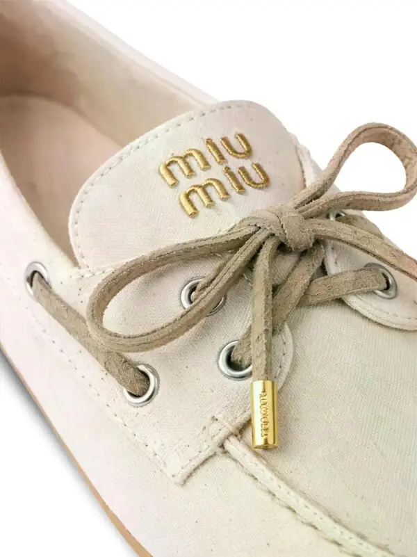 Miu Miu Logo-embroidered Lace-up Loafers