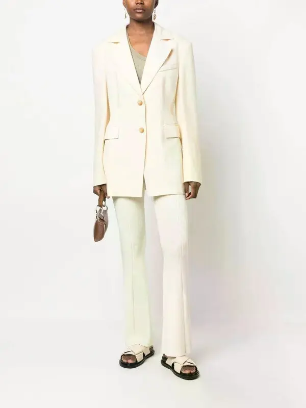 AERON Ribbed-knit Flared Trousers