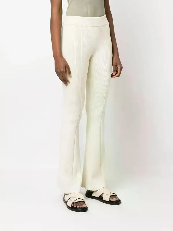 AERON Ribbed-knit Flared Trousers