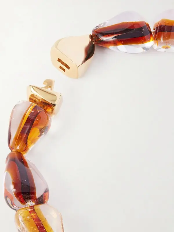 Bottega Veneta Gold-tone Glass Beaded Necklace - Red