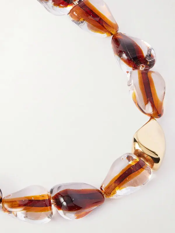 Bottega Veneta Gold-tone Glass Beaded Necklace - Red