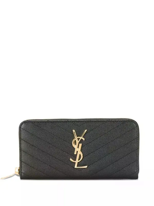 Saint Laurent Cassandre Chevron Wallet - Black