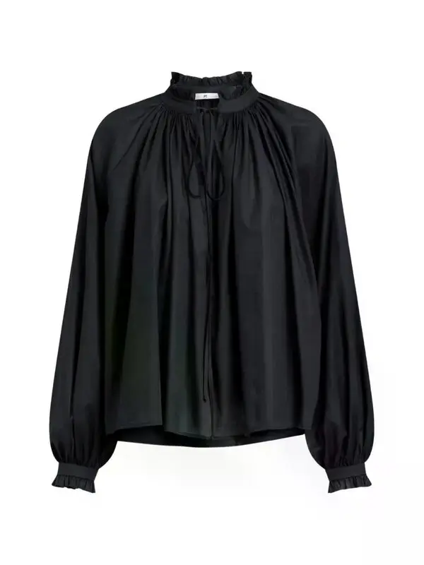 PT TORINO Claudia Ruffled Tie-fastening Blouse - Black