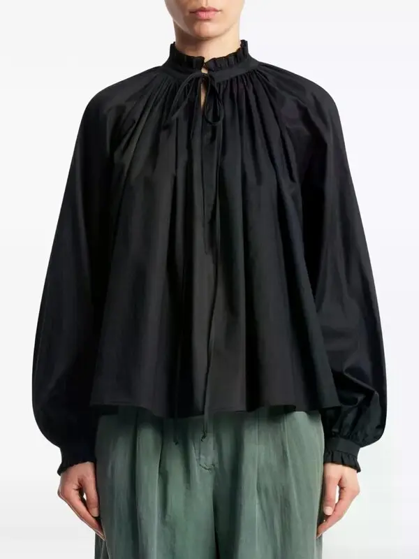 PT TORINO Claudia Ruffled Tie-fastening Blouse - Black