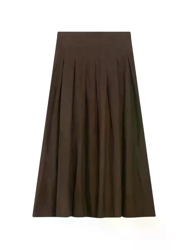 PT TORINO Mirna Knife-pleat High-waisted Midi Skirt - Brown