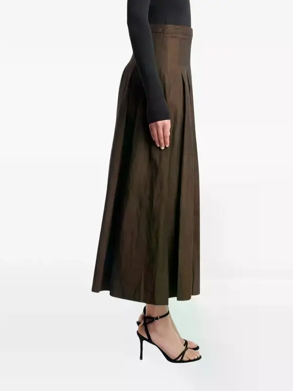 PT TORINO Knife-pleat High-waisted Midi Skirt - Brown