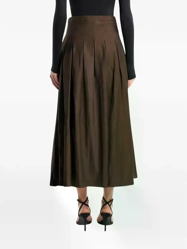 PT TORINO Knife-pleat High-waisted Midi Skirt - Brown