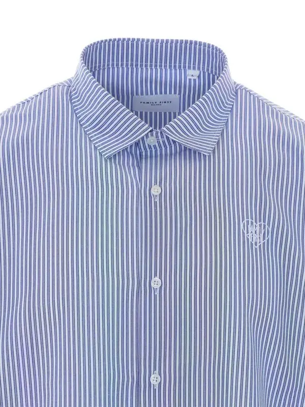 FAMILY FIRST Striped Heart-embroidered Shirt