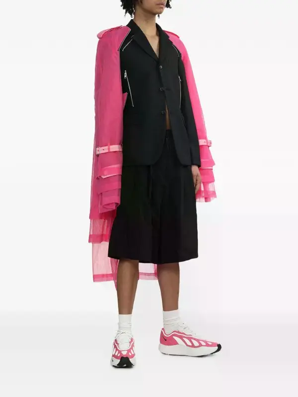 Comme Des Garçons Layered Tulle Coat With Zip-pocket