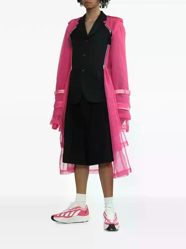 Comme Des Garçons Layered Tulle Coat With Zip-pocket