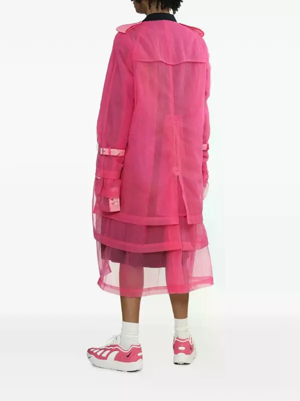 Comme Des Garçons Layered Tulle Coat With Zip-pocket