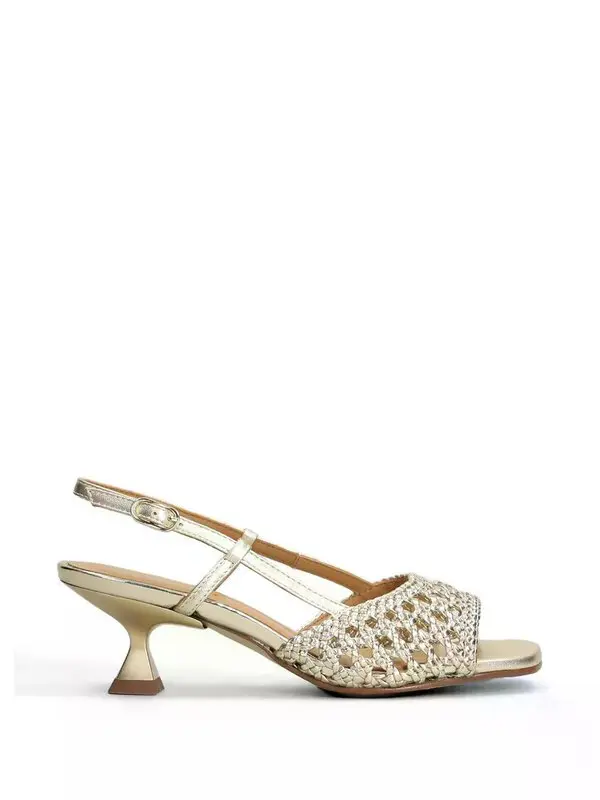 PEDRO MIRALLES Woven Slingback Heeled Sandals - Gold