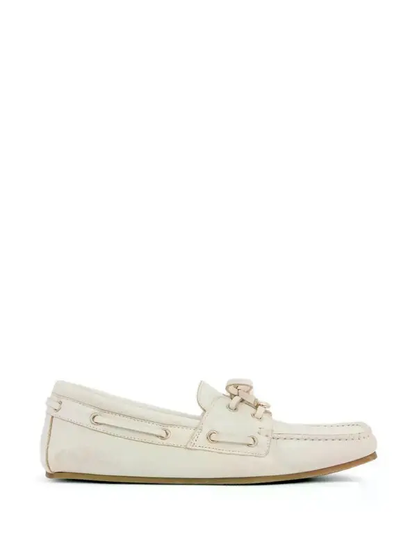Gucci Logo Plaque Boat Shoes - White