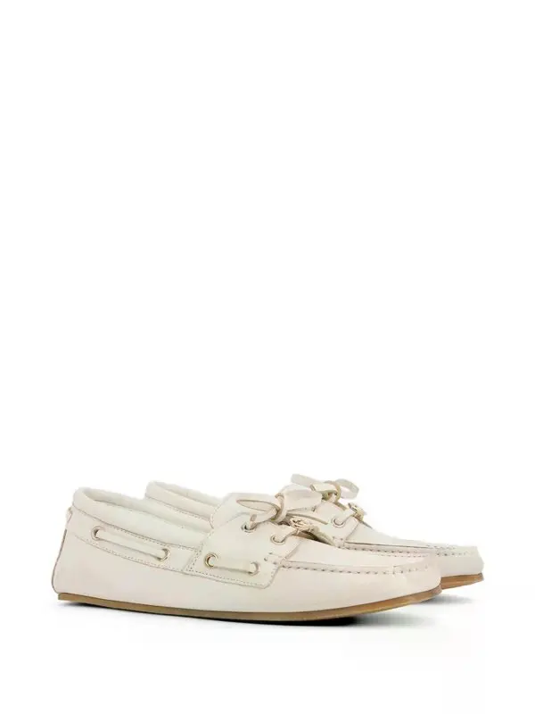 Gucci Logo Plaque Boat Shoes - White