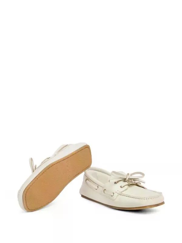 Gucci Logo Plaque Boat Shoes - White