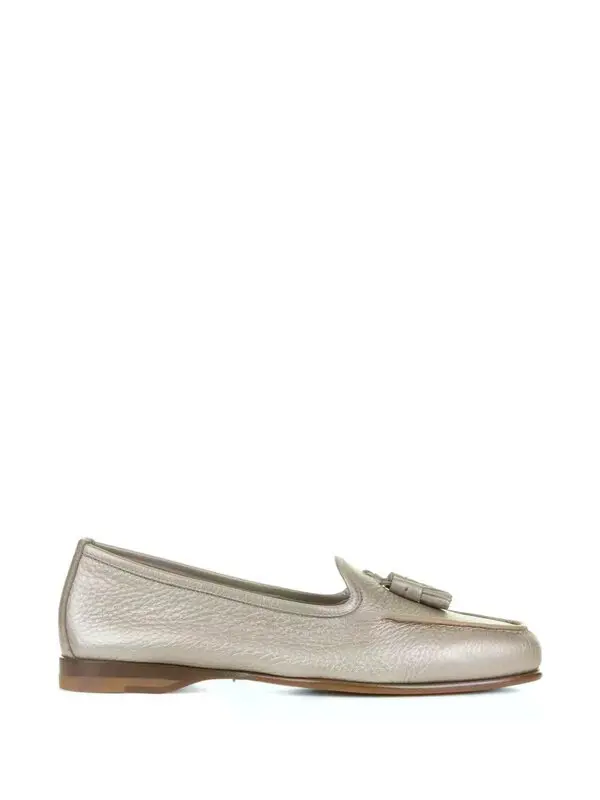 Santoni Tassel-detail Metallic Leather Loafers