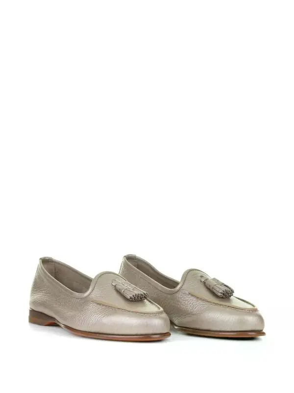 Santoni Tassel-detail Metallic Leather Loafers